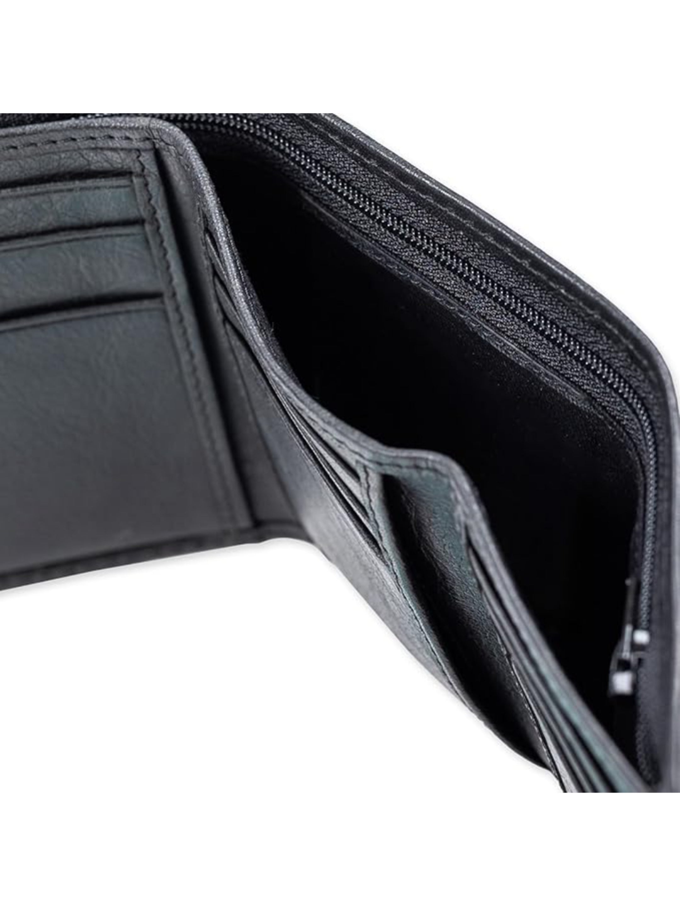 Columbia Men Black Trifold Wallet with Zipper Back Wall Bill Pocket ...